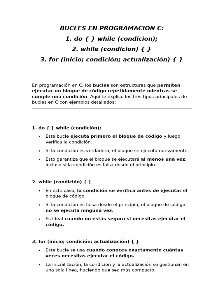Bucles en Programacion C | PDF