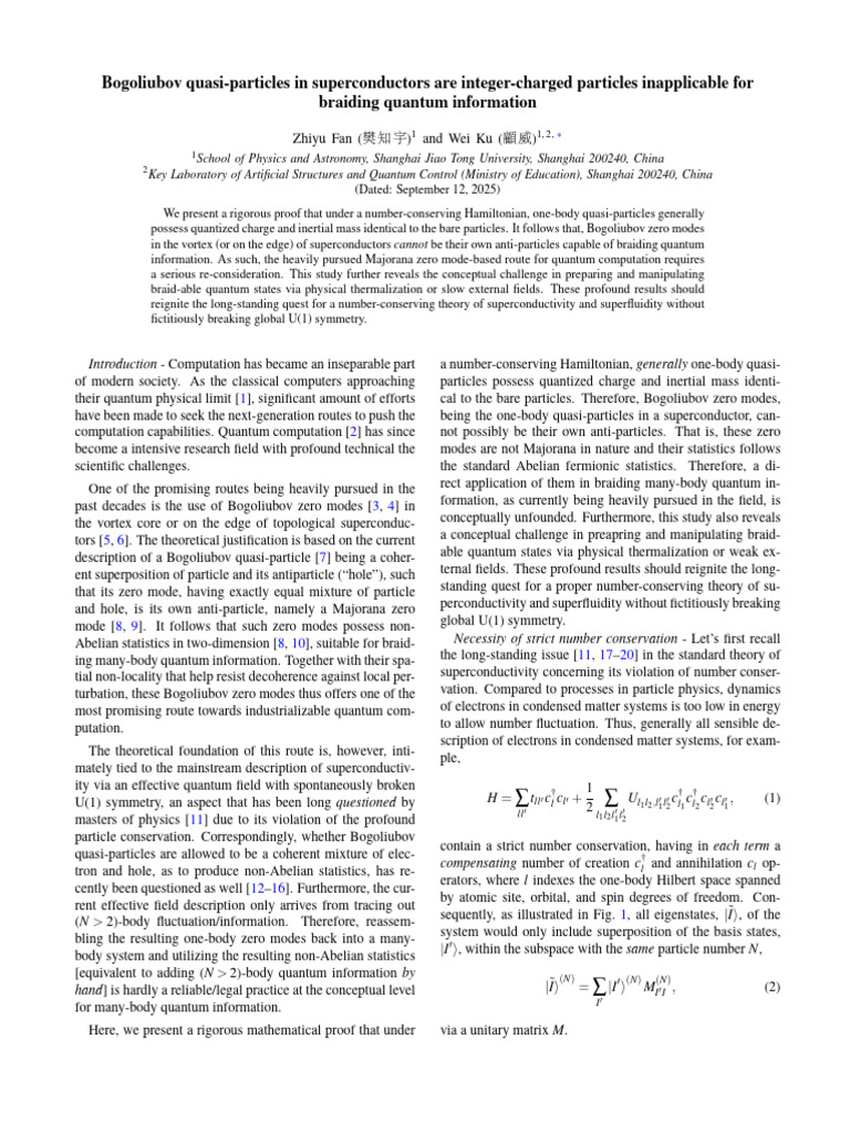Bogoliubov Quasi-Particles in Superconductors Are | PDF ...
