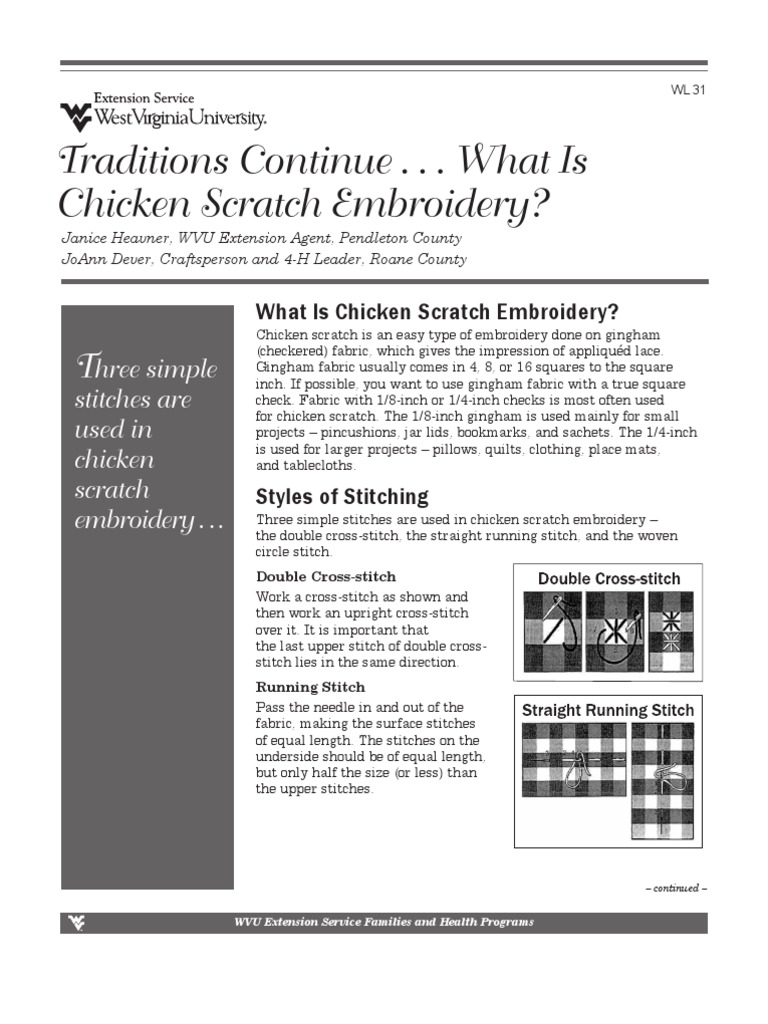 Chicken Scratch Embroidery | PDF | Embroidery | Textile Arts