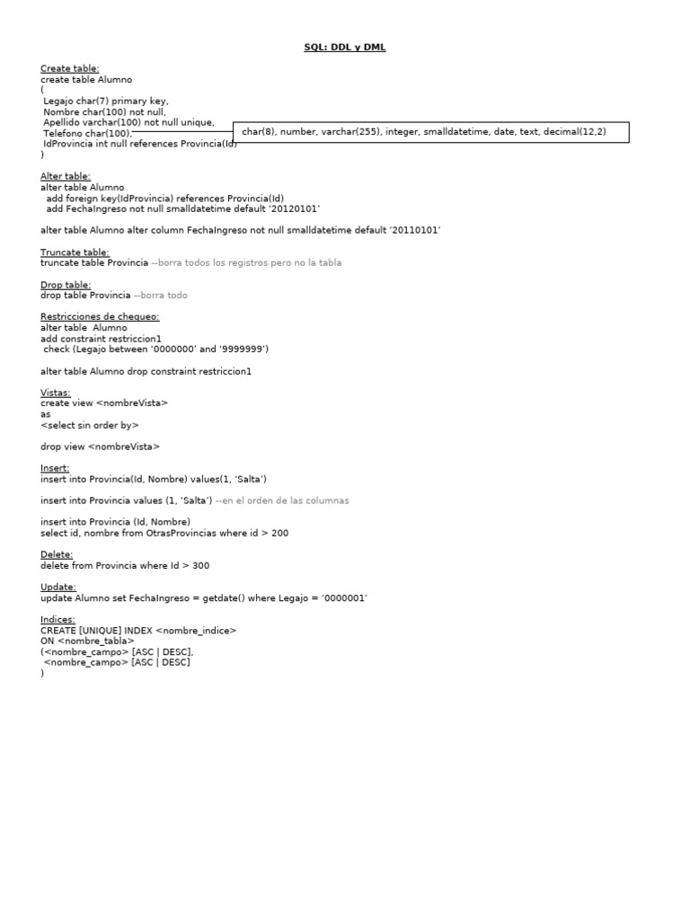 Resumen SQL | PDF | Diseño de software | Recuperación de información