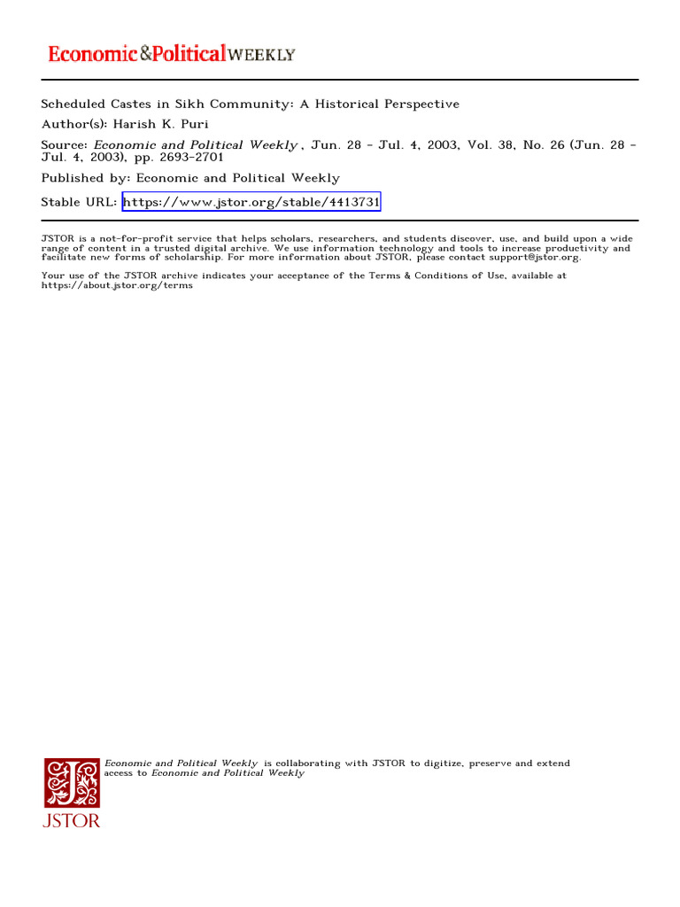 Puri ScheduledCastesSikh 2003 | PDF | Dalit | Indian Religions