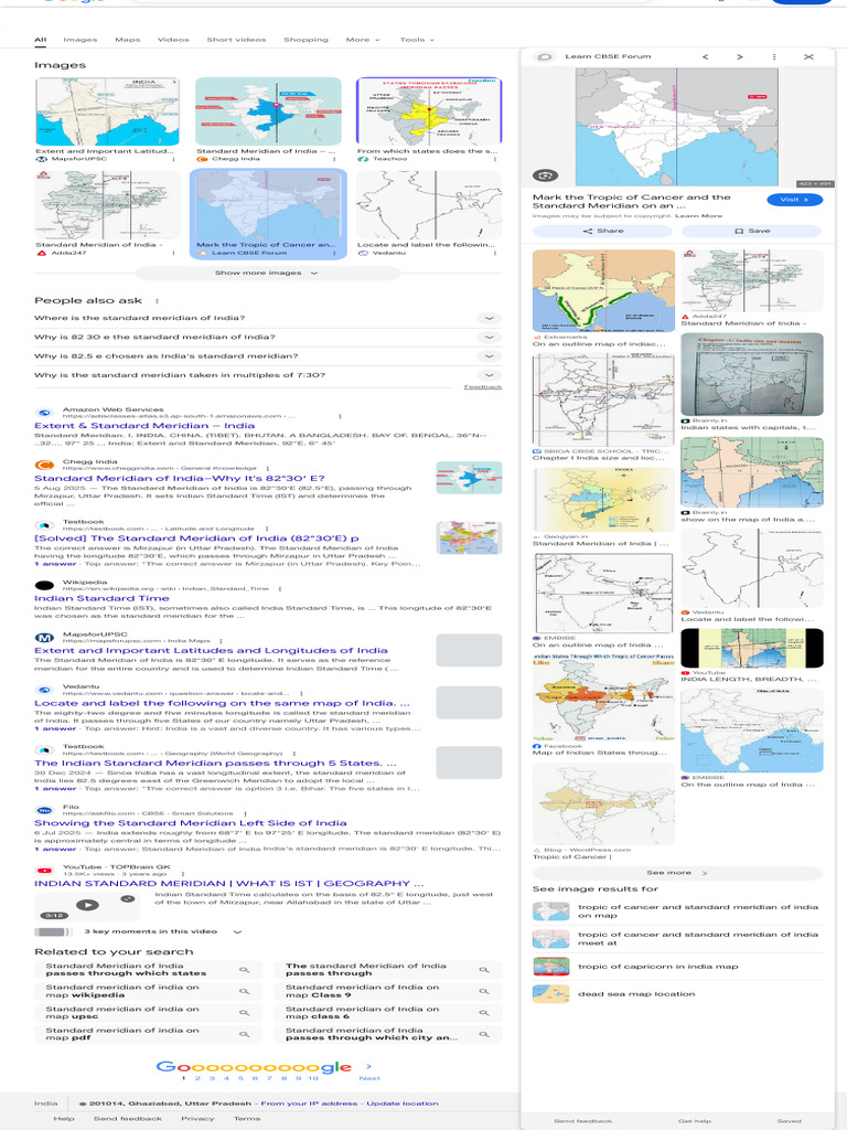 standard meridian of india on map - Google Search | PDF | Longitude ...