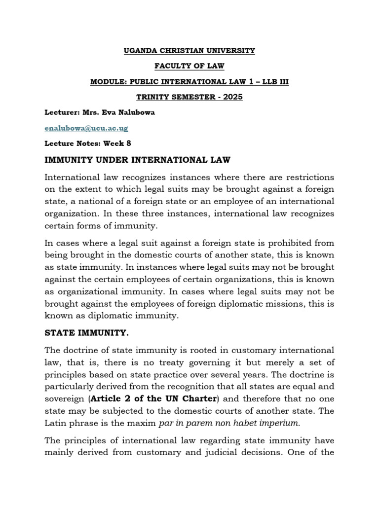 Immunity in International Law Explained | PDF | Diplomatic Mission ...