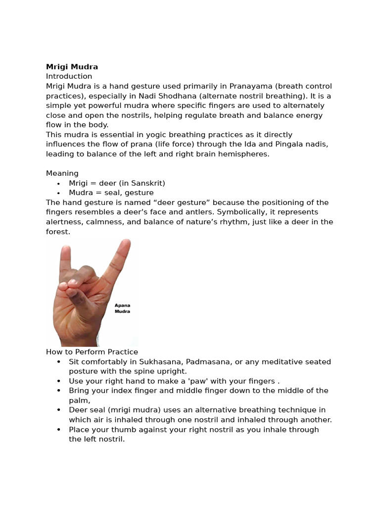 Mrigi Mudra | PDF | Prana | Yoga