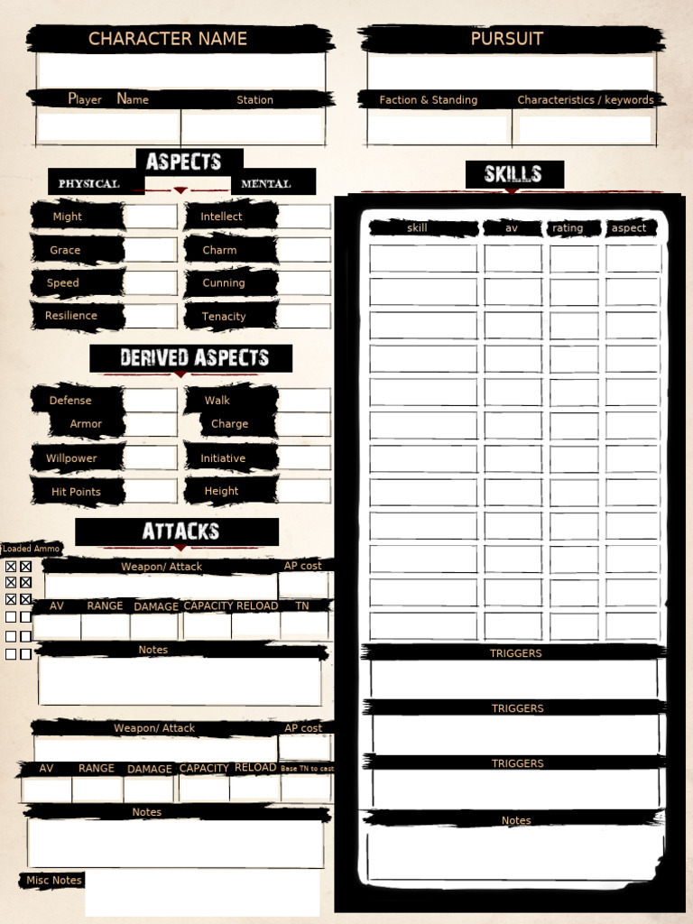 Ttb Character Sheet Vincent Modified Pdf