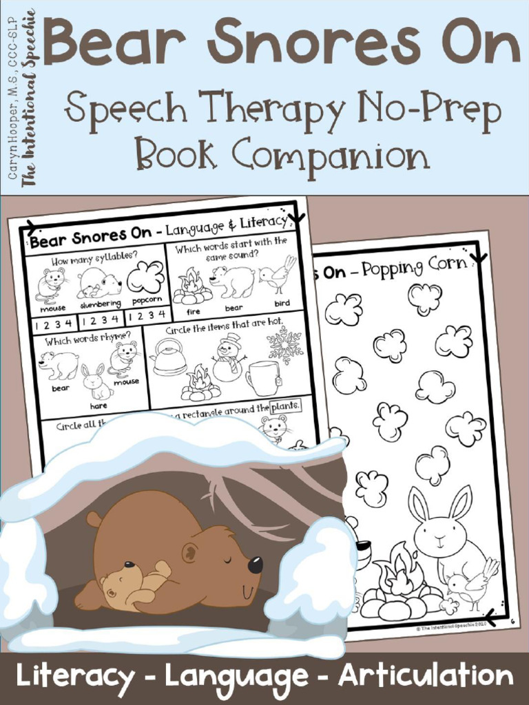 BearSnoresOnSpeechTherapyNoPrepBookCompanion 1 | PDF