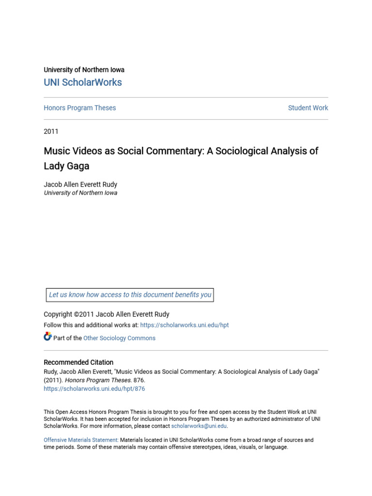 Music Videos As Social Commentary - A Sociological Analysis of Lad ...