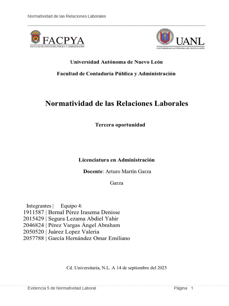 Ev3 Nrla Eq | PDF | Derecho laboral | Relaciones laborales