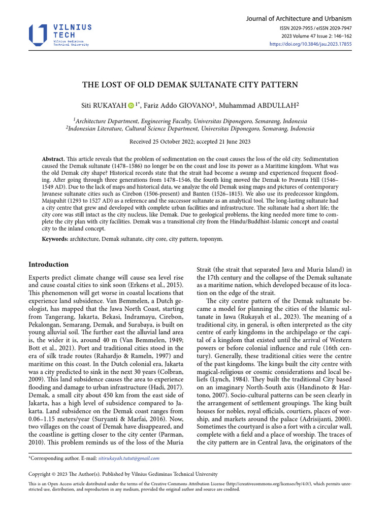 The Lost of Old Demak Sultanate City Pattern | PDF