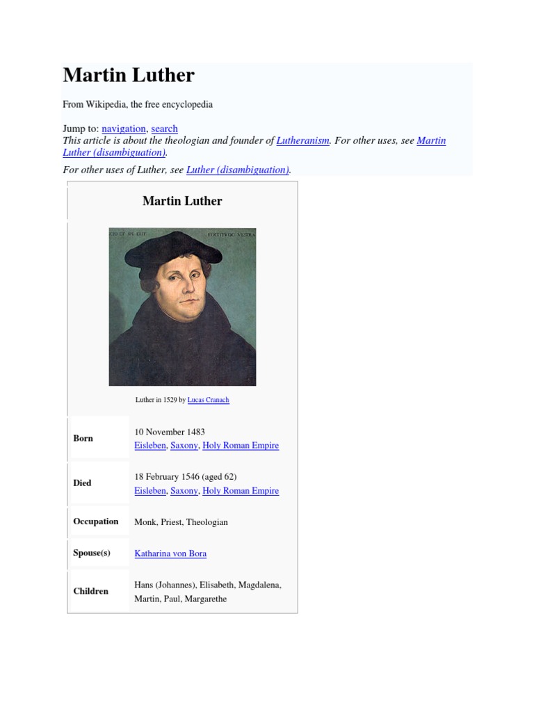 Martin Luther, Father of the Protestant Reformation | PDF | Martin ...