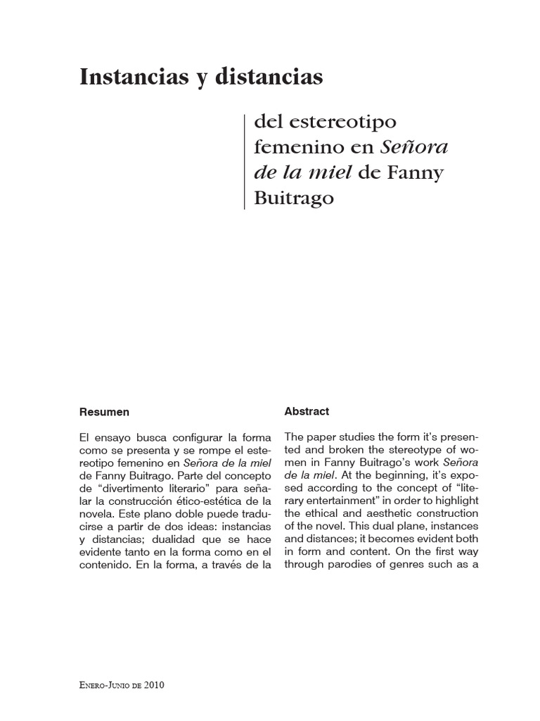 Instancias y Distancias Del Estereotipo | PDF | Novelas | Amor
