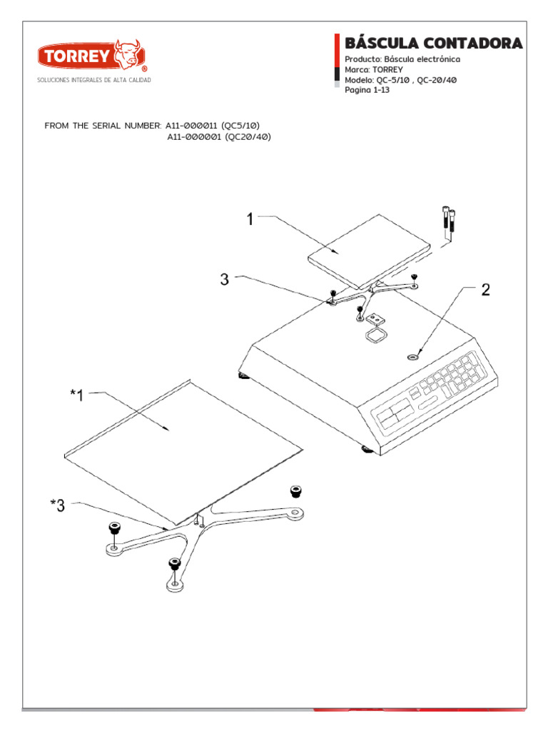 Explosionado Bascula Torrey QC 20-40 | PDF | Células Galvánicas ...