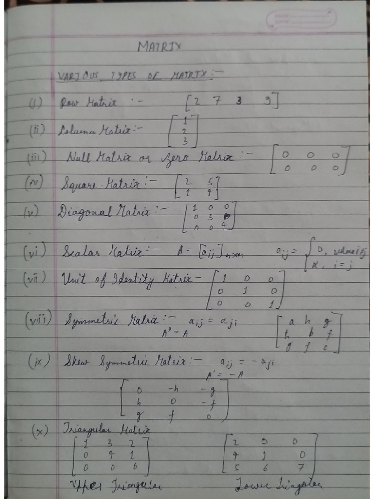 Matrix Maths Notes | PDF