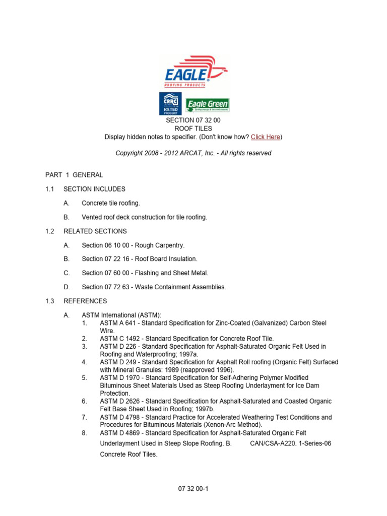 09 2021 Csi Specs Final | PDF | Roof | Sheet Metal