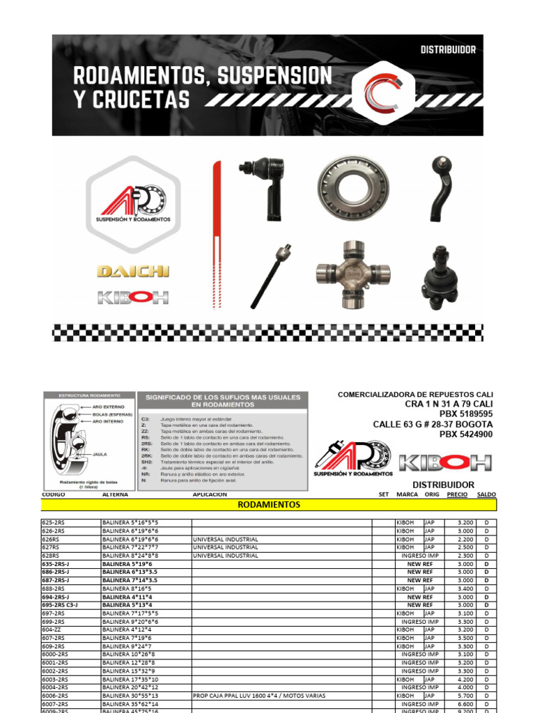 Lista Dist Rod Sus Cruceta_250820_143319 | PDF | Industria del vehículo | Vehículos todo terreno