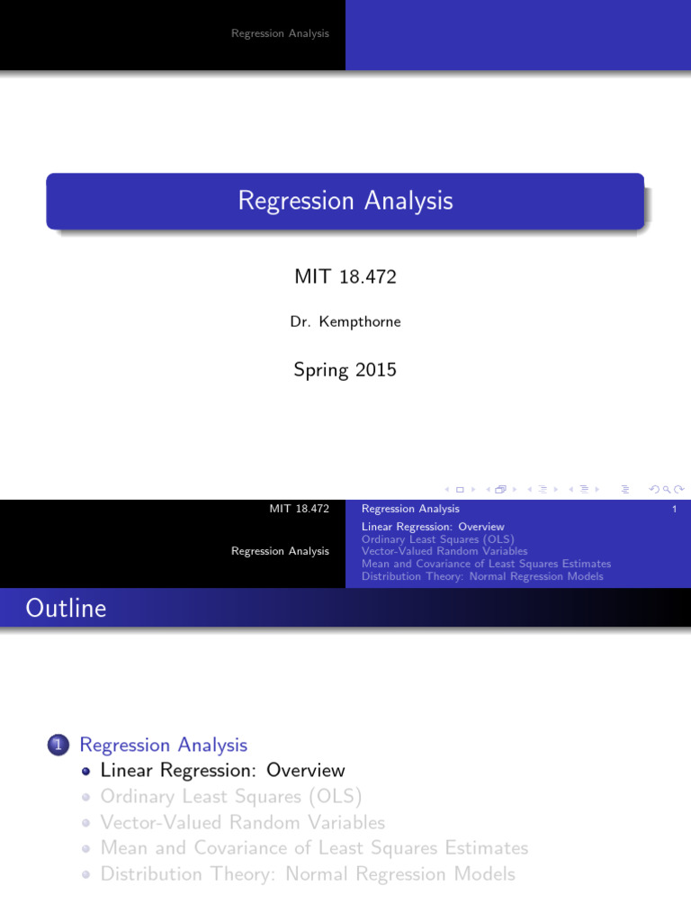 Mit18 443S15 Lec15 | PDF | Ordinary Least Squares | Linear Regression
