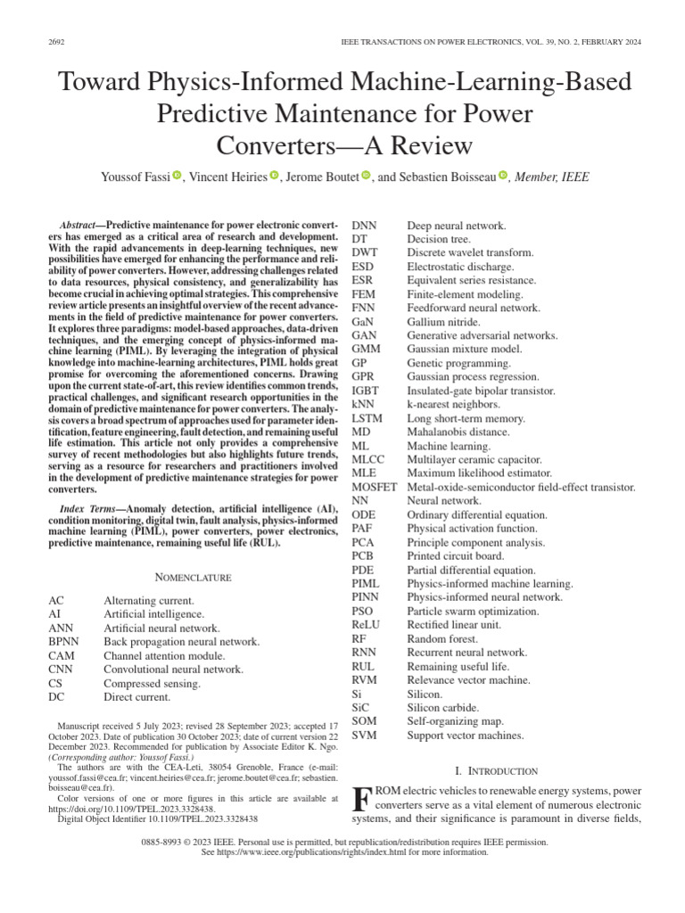 Toward Physics-Informed Machine-Learning-Based Predictive Maintenance For Power ConvertersA ...