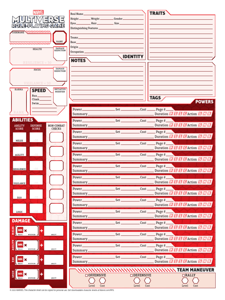 MARRPGP Character Sheet Color Fillable 20230802 | PDF