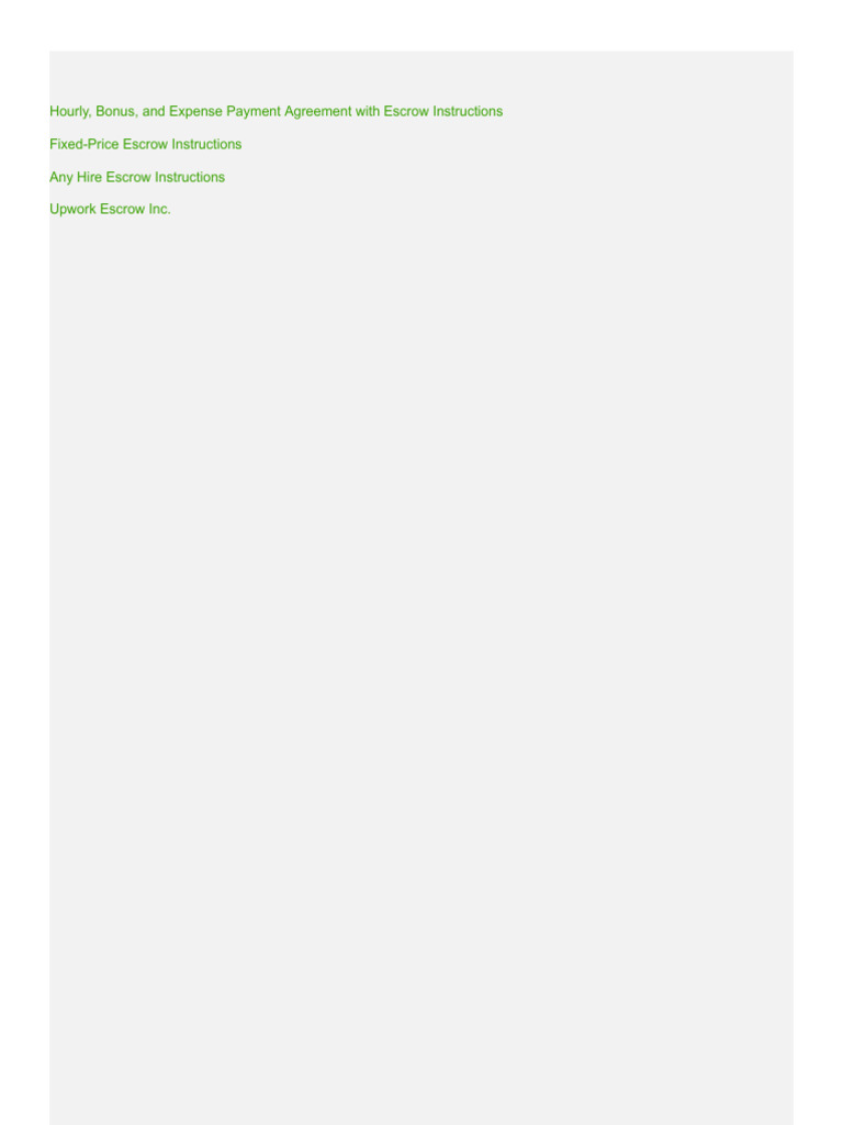 Upwork Escrow Payment Agreement Guide | PDF