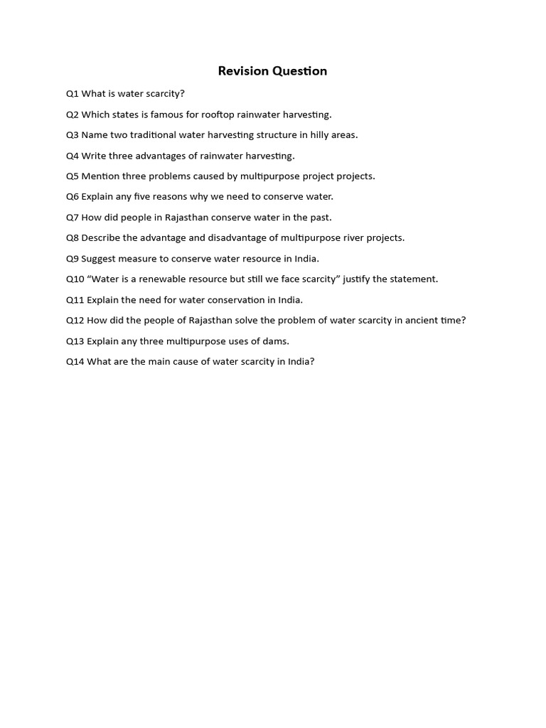 Revision Question@Water Resource. | PDF