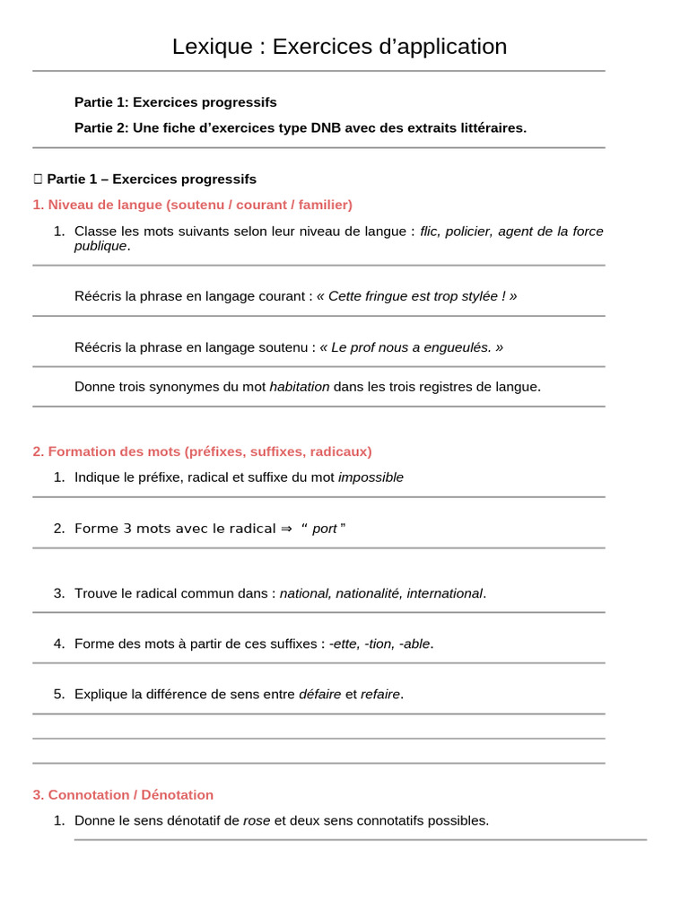 Lexique et Exercices de Langue | PDF | Lexique | Émotions