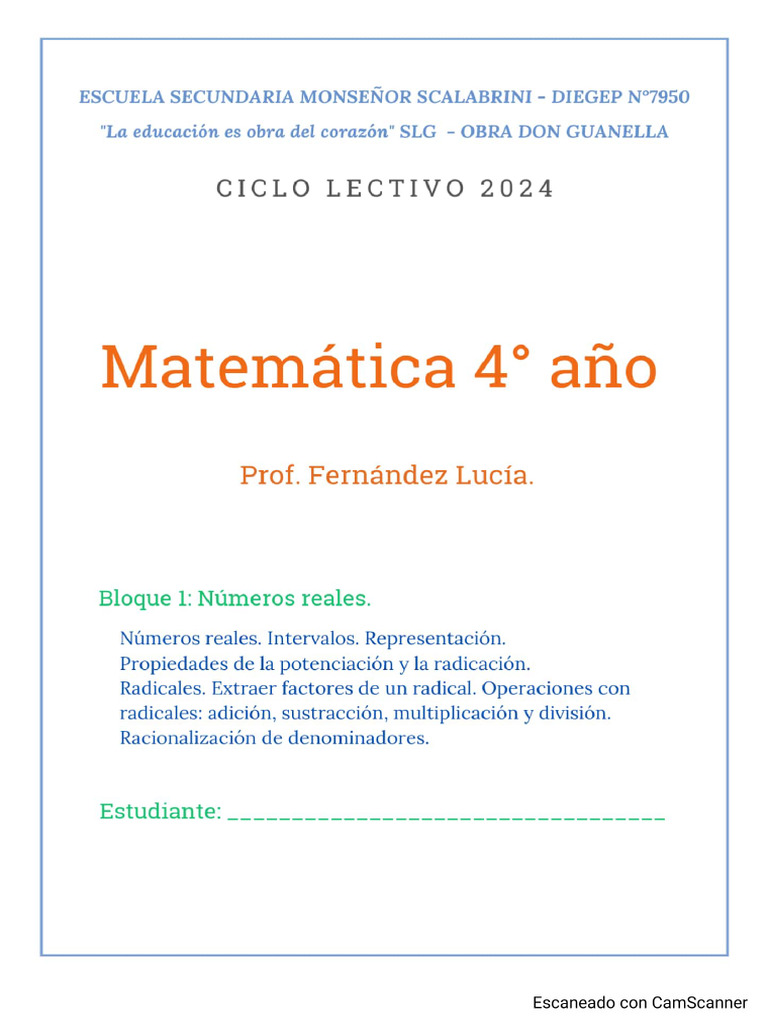Matem-Tica 4 - A-O. Bloque 1 | PDF