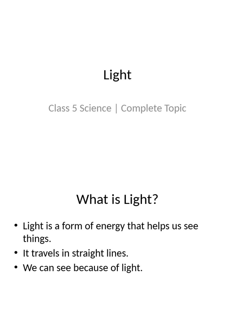 Understanding Light for Grade 5 | PDF
