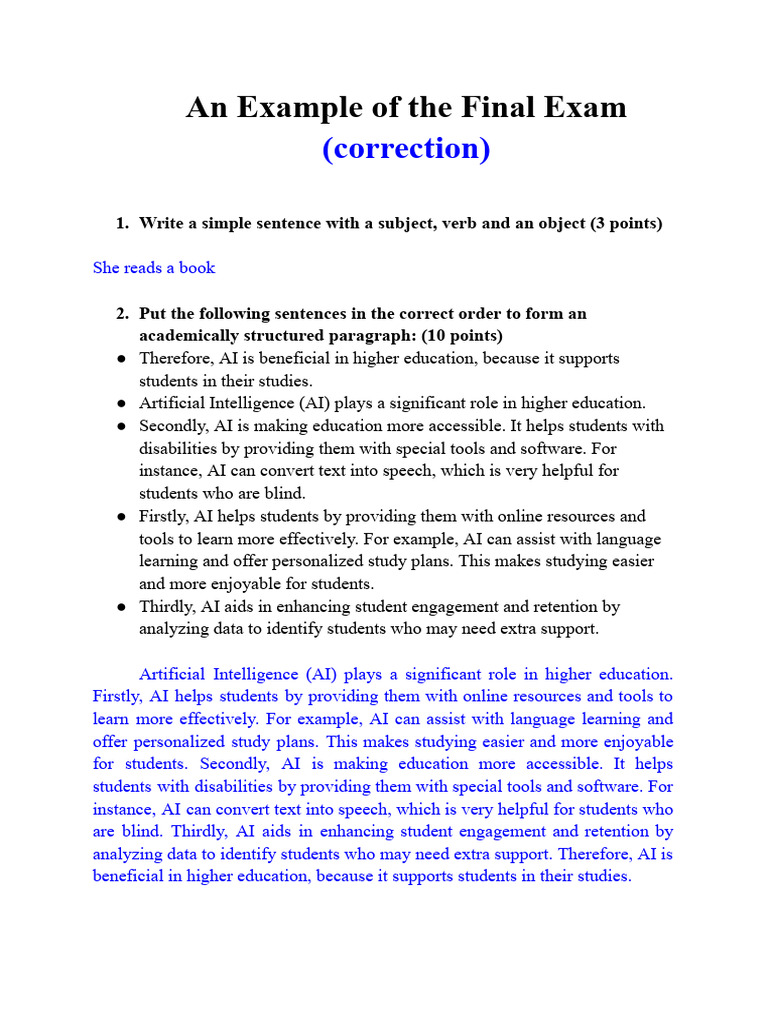Final Exam Example: AI in Education | PDF | Intelligence (AI ...