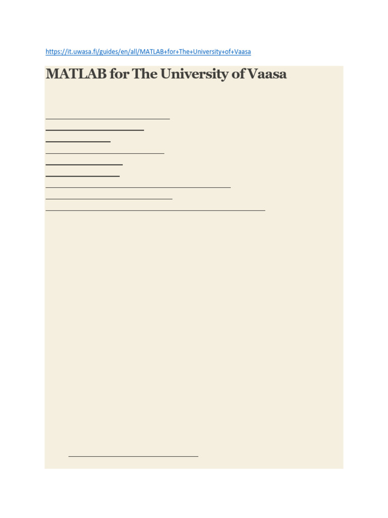 MATLAB Access for University of Vaasa | PDF | Matlab | User (Computing)