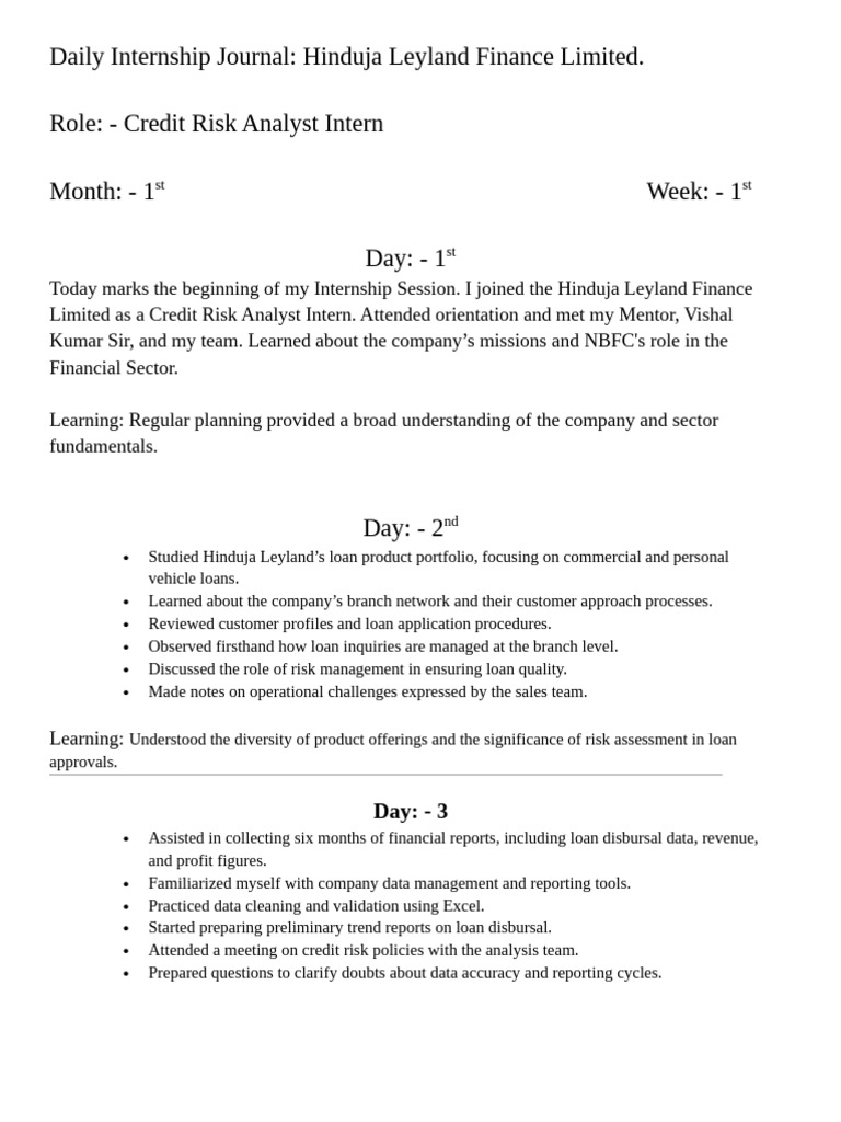 Daily Internship Journal | PDF | Risk Management | Usability