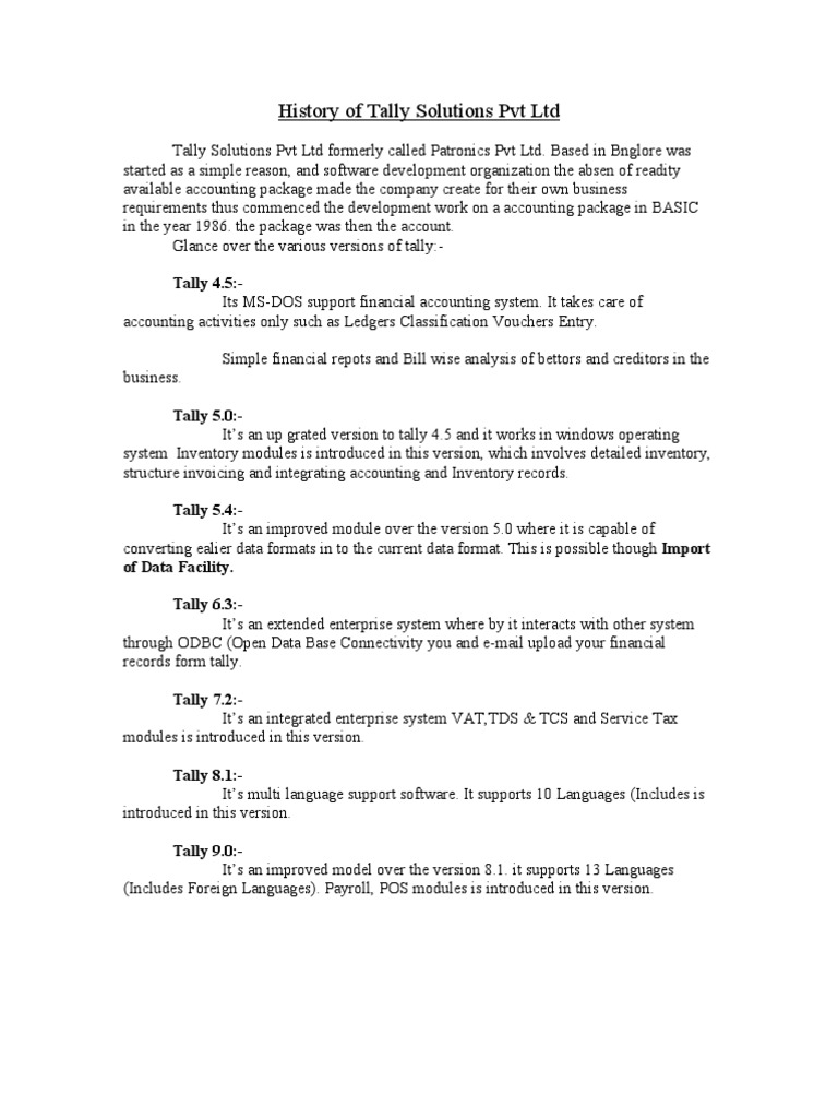 History of Tally | PDF