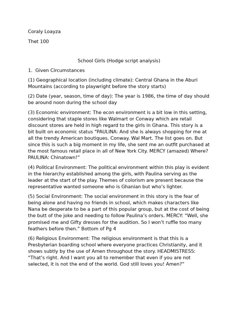 Hodge Script Analysis: School Girls 1986 | PDF