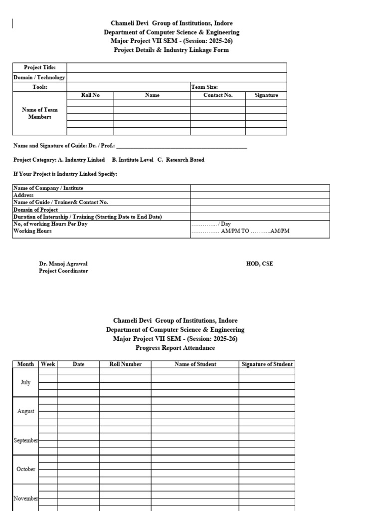 Progress Report and Industry Linkage Form | PDF | Database Design ...