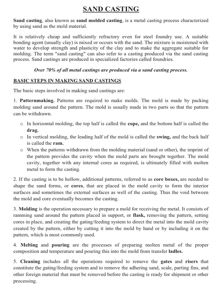 Sand Casting | PDF | Casting | Materials