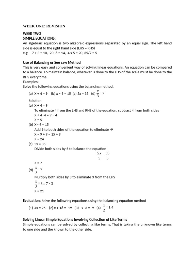 Jss1 3rd Term Lesson Note 24-25-085449 | PDF | Volume | Equations