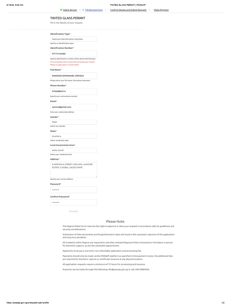TINTED GLASS PERMIT - POSSAP - pdf222 | PDF | Identity Document | Privacy