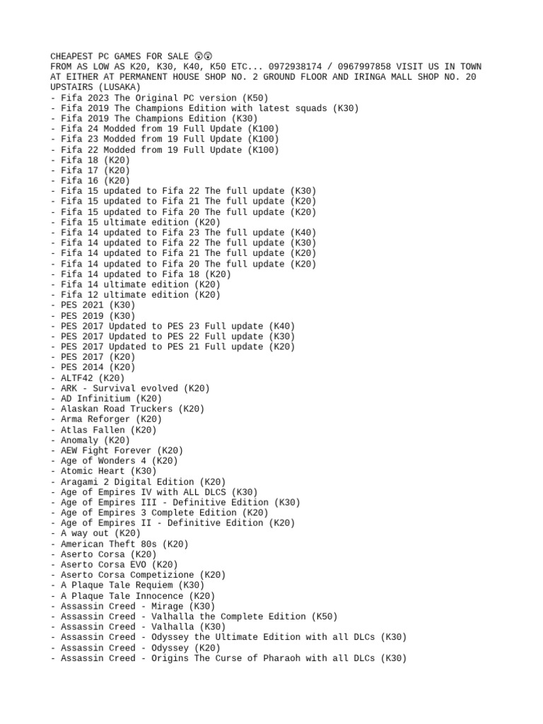 PC Games List - Updated 2024 | PDF | Resident Evil