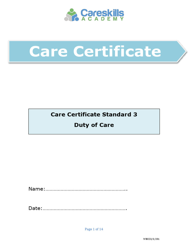 Care Certificate Standard 3: Duty of Care | PDF | Copyright | Learning