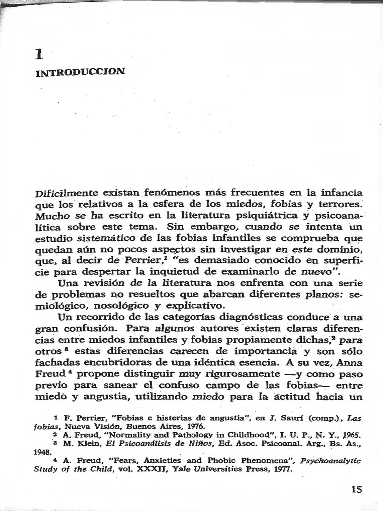 Dio Bleichmar, Emilce. (1991) Capítulos 1 en "Temores y Fobias ...