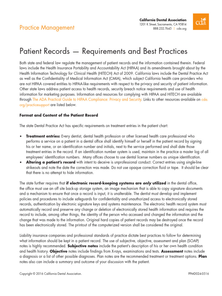Patient Records Req Best Practices | PDF | Health Insurance Portability ...