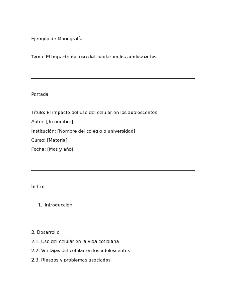 Ejemplo de Monografía | PDF | Adolescencia | Telefonía móvil