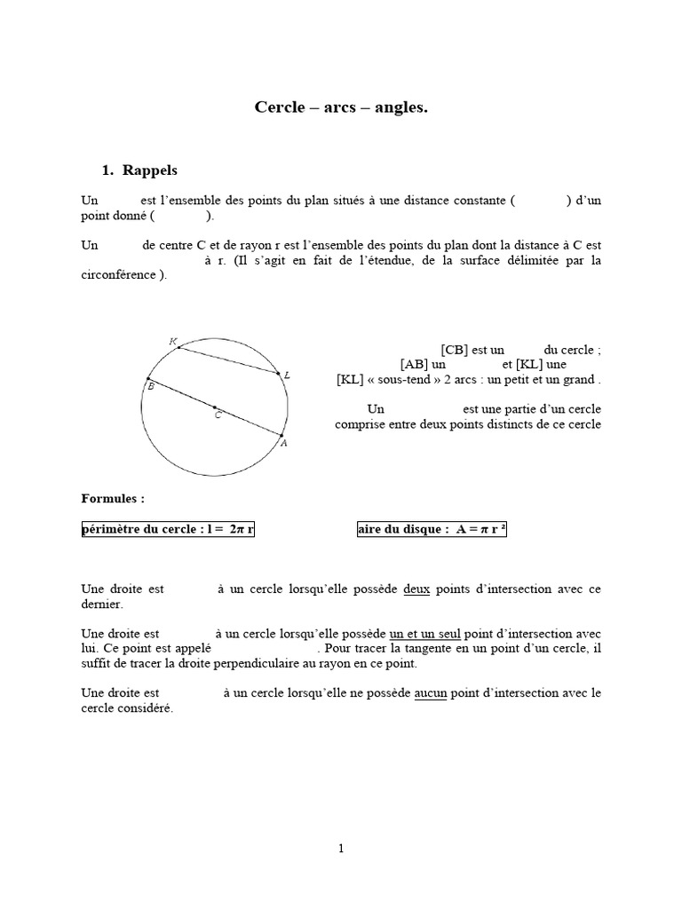 Arcs et Angles dans un Cercle | PDF | Cercle | Angle