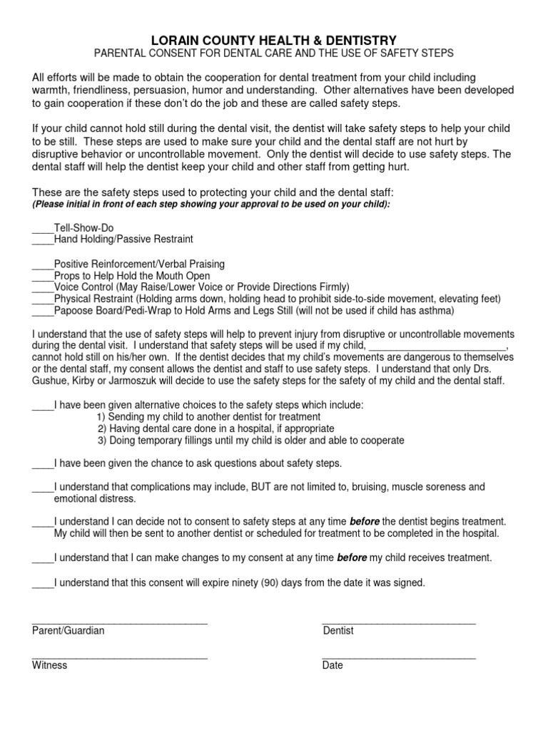 Consent For Safety Steps | PDF | Dentist | Nitrous Oxide