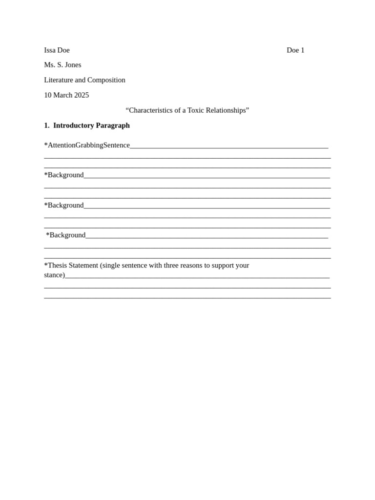 Argumentative Essay Writing Template-1 | PDF