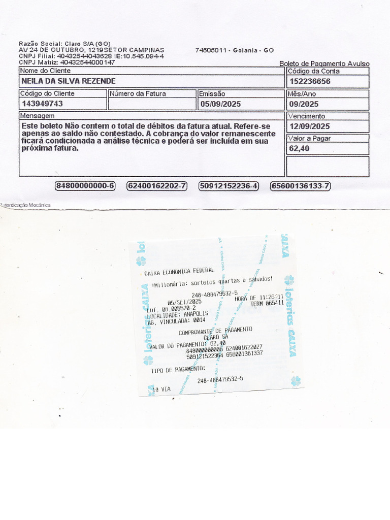 Comprovante de Pagamento Claro | PDF