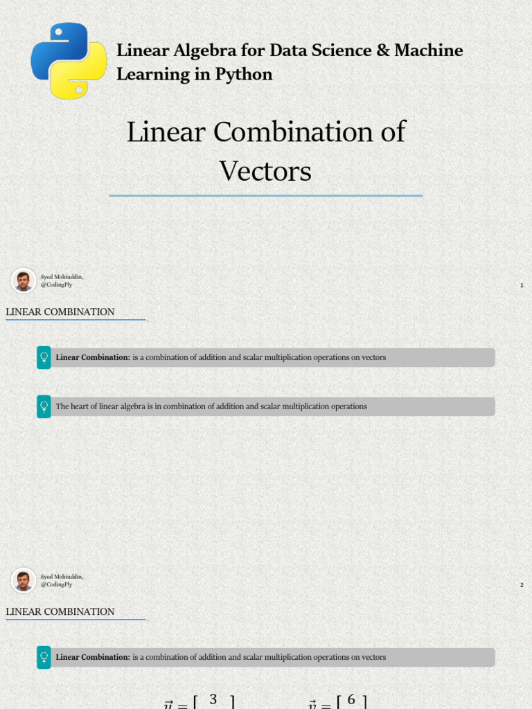 9.1 Notes - Linear Combinations of Vectors | PDF