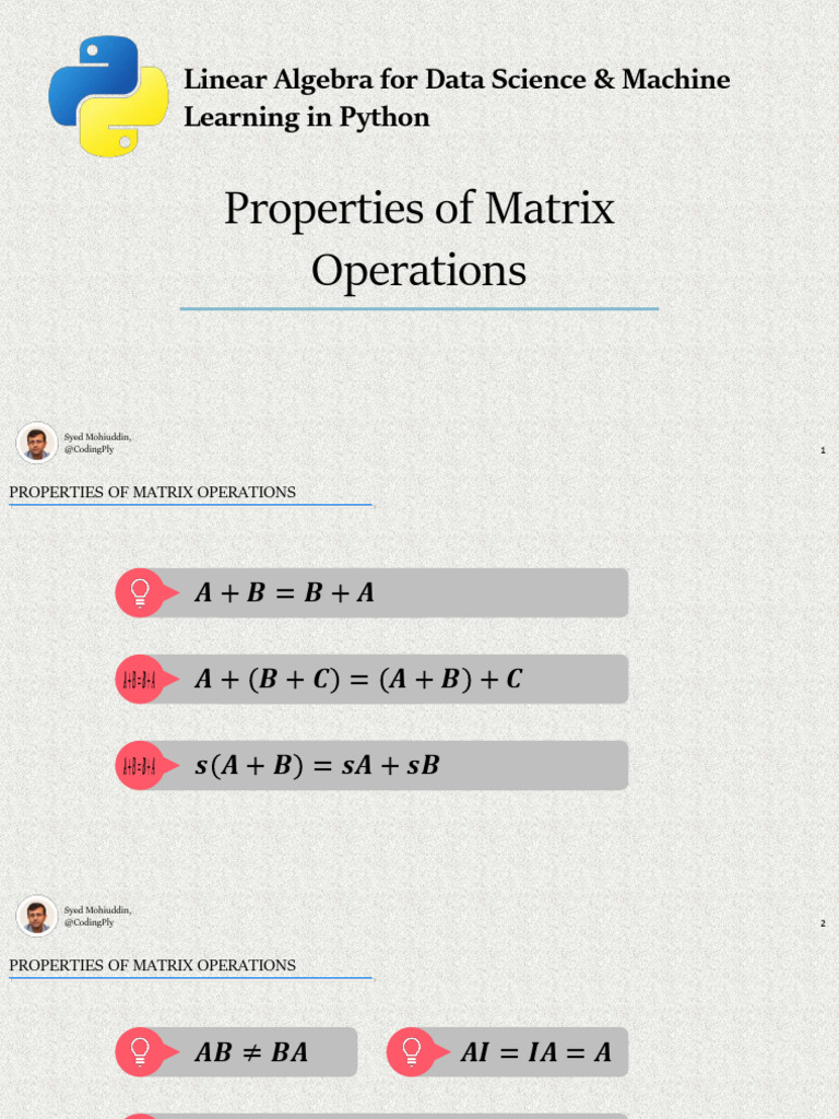 Matrix Operations Properties Explained | PDF