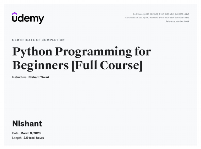 Udemy Python Certi... | PDF