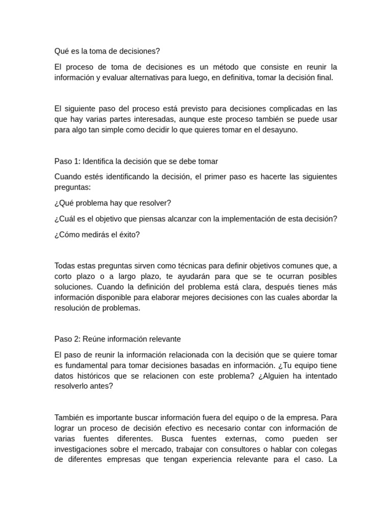 Proceso de Toma de Decisiones Efectivo | PDF | Toma de decisiones | Ciencia cognitiva