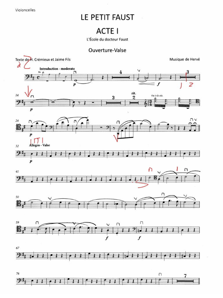(VC - Bowed) Hervé - Le Petit Faust (Extraits) | PDF | Formas musicales ...